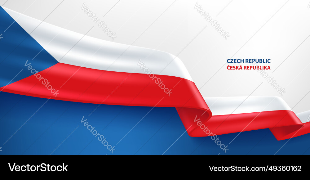 Czech republic 3d ribbon flag Royalty Free Vector Image