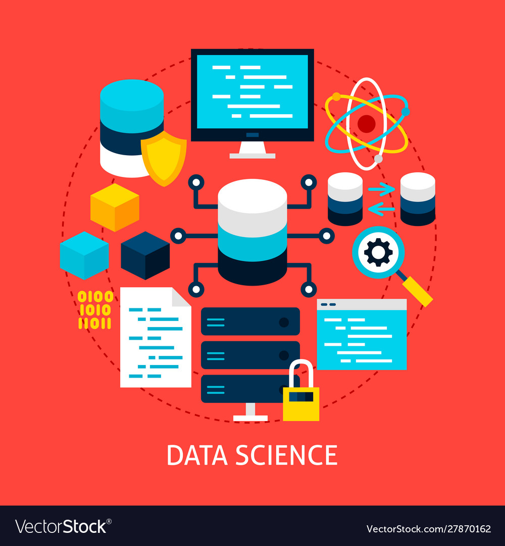 Data science flat concept Royalty Free Vector Image