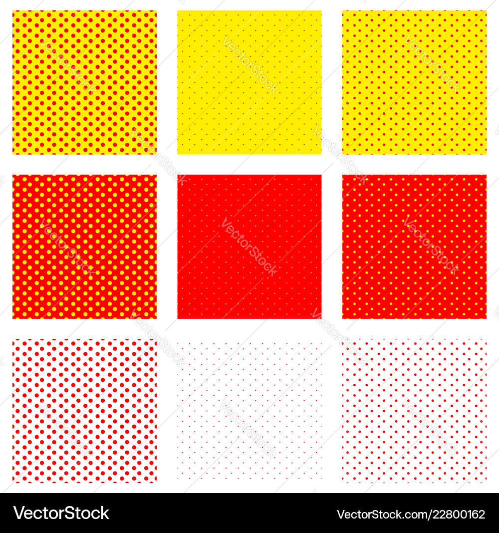 Duotone red yellow pop art polka dot dotted Vector Image