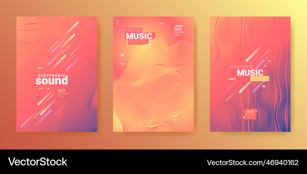 Electronic music techno party poster abstract 3d Vector Image