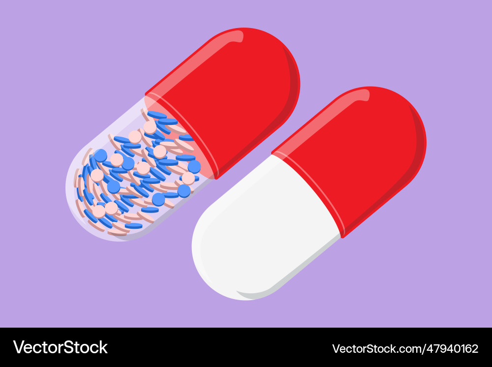 Graphic flat design drawing tablet pill medical Vector Image