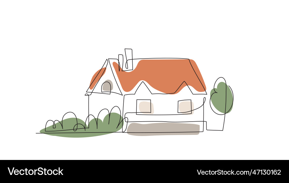 House in continuous line art drawing style Vector Image