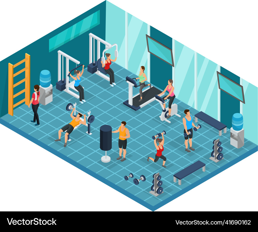 Isometric fitness concept Royalty Free Vector Image