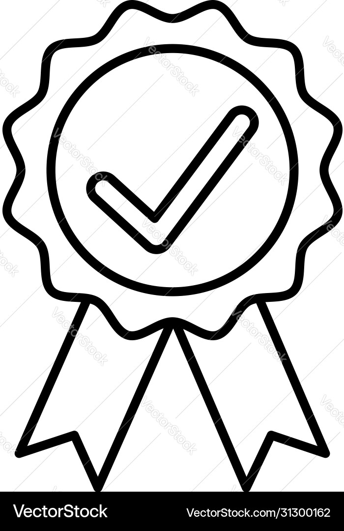 Line medal icon with check mark award emblem Vector Image