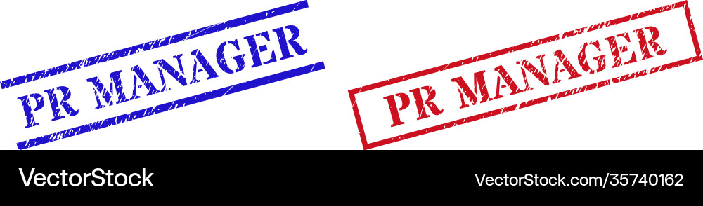 Pr manager textured rubber seal stamps Royalty Free Vector