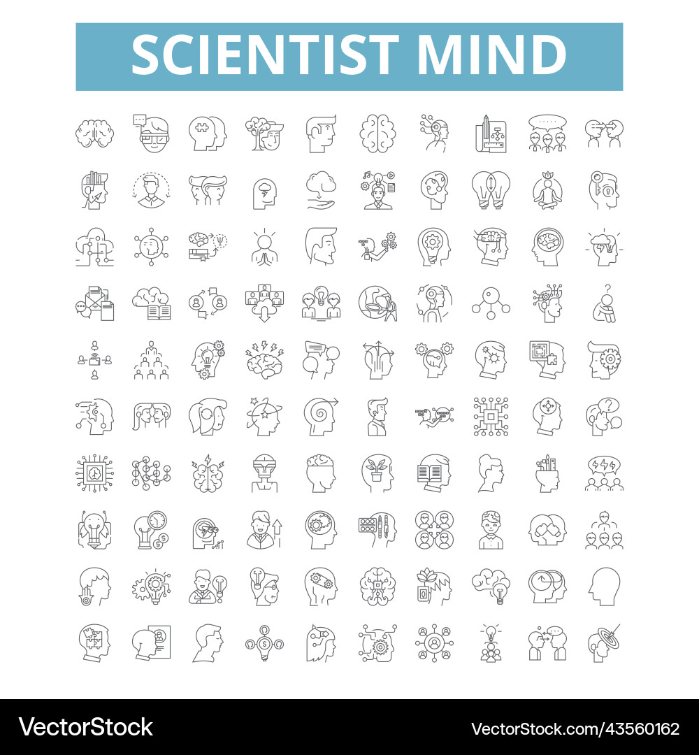 Scientist mind icons line symbols web signs Vector Image
