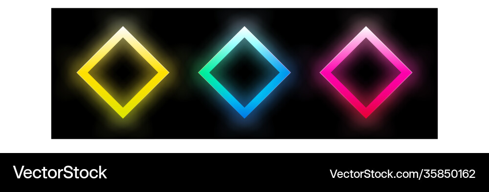 Set abstract colorful glowing rhombuses Royalty Free Vector