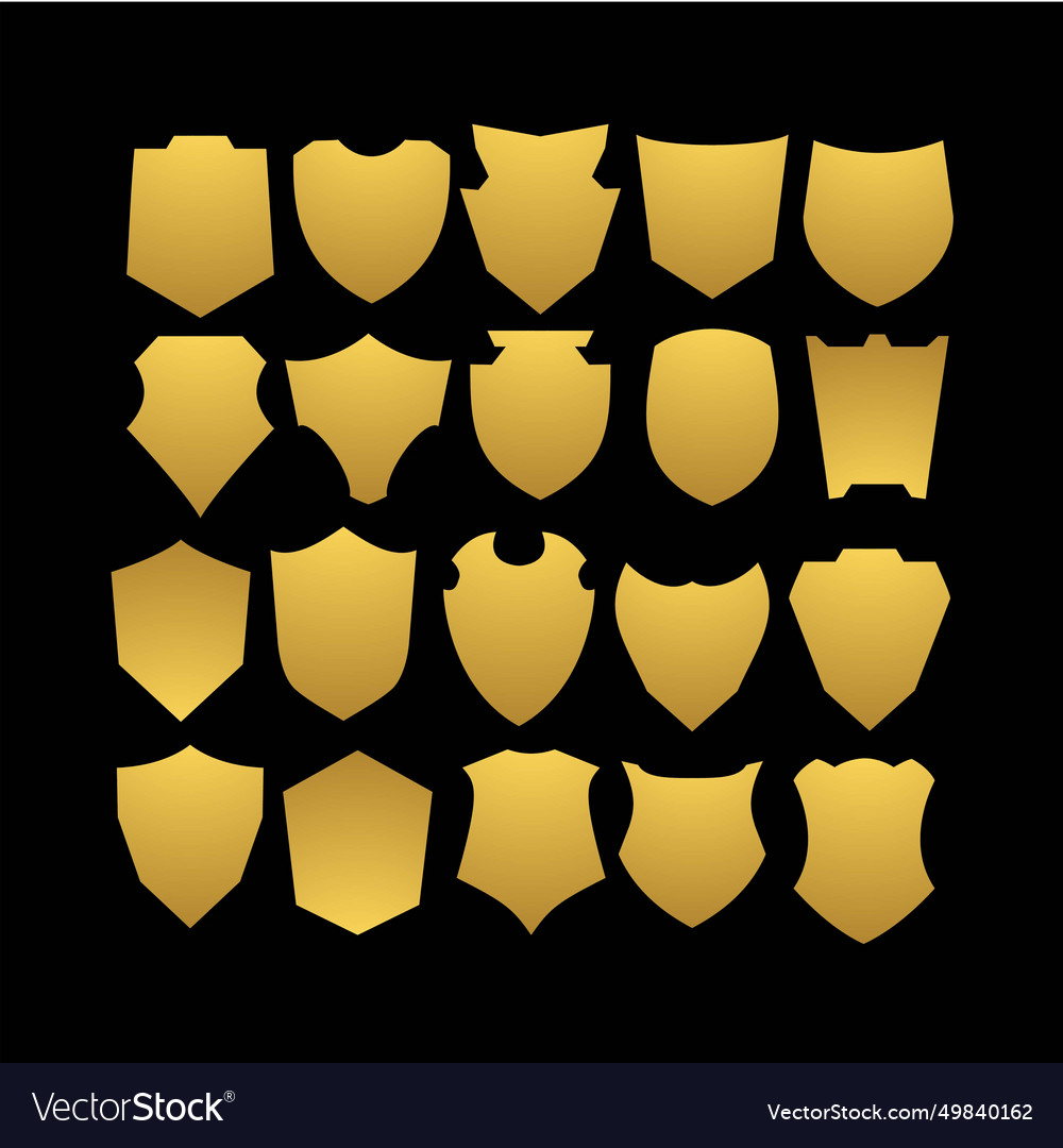 Silhouette Shield Icon Set In Vintage Style Vector Image
