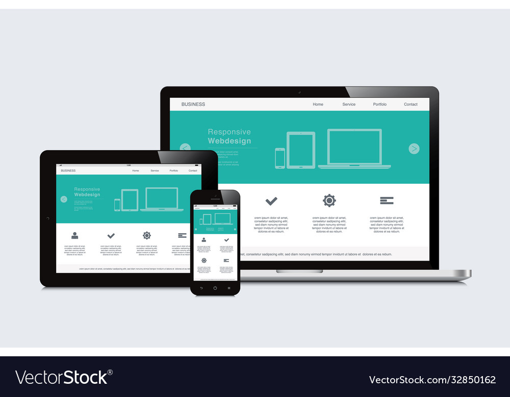 Smartphone tablet and laptop responsive webdesign Vector Image