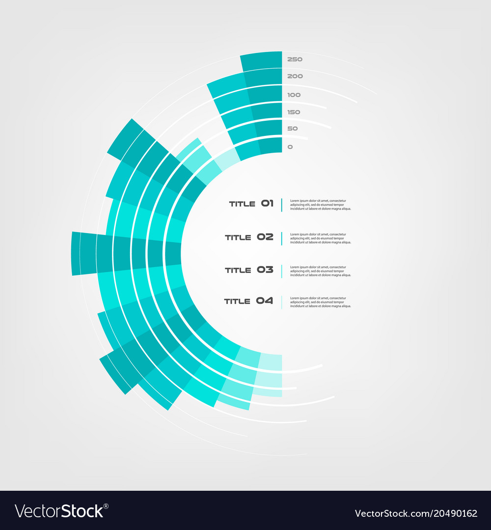 Sunburst chart color infographics step by step in Vector Image