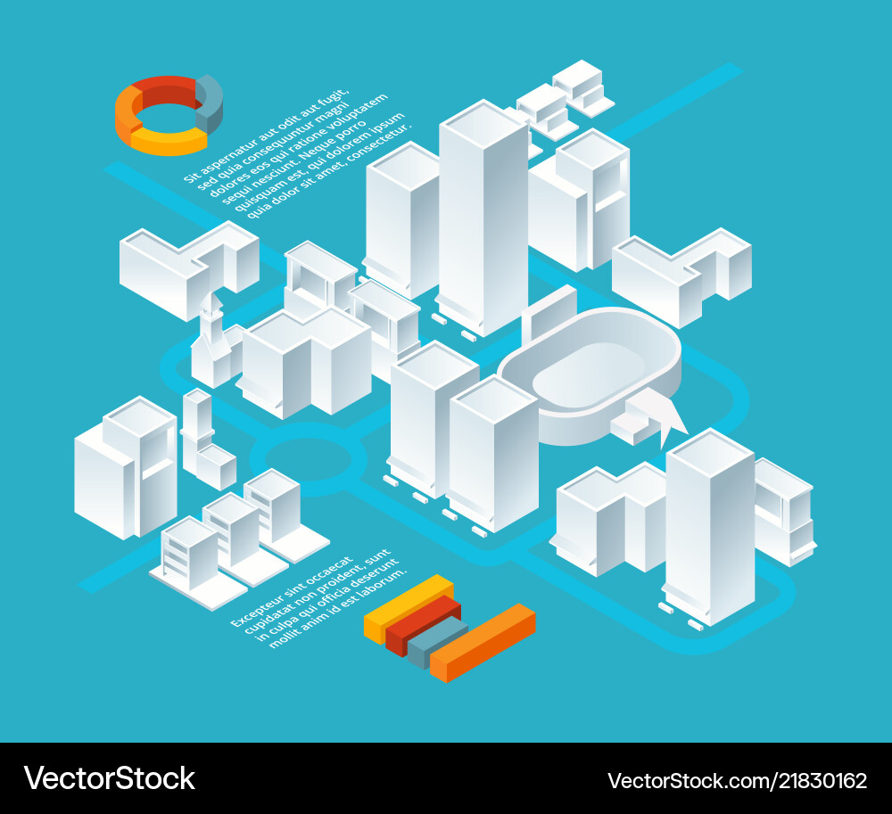 White isometric buildings urban 3d landscape Vector Image