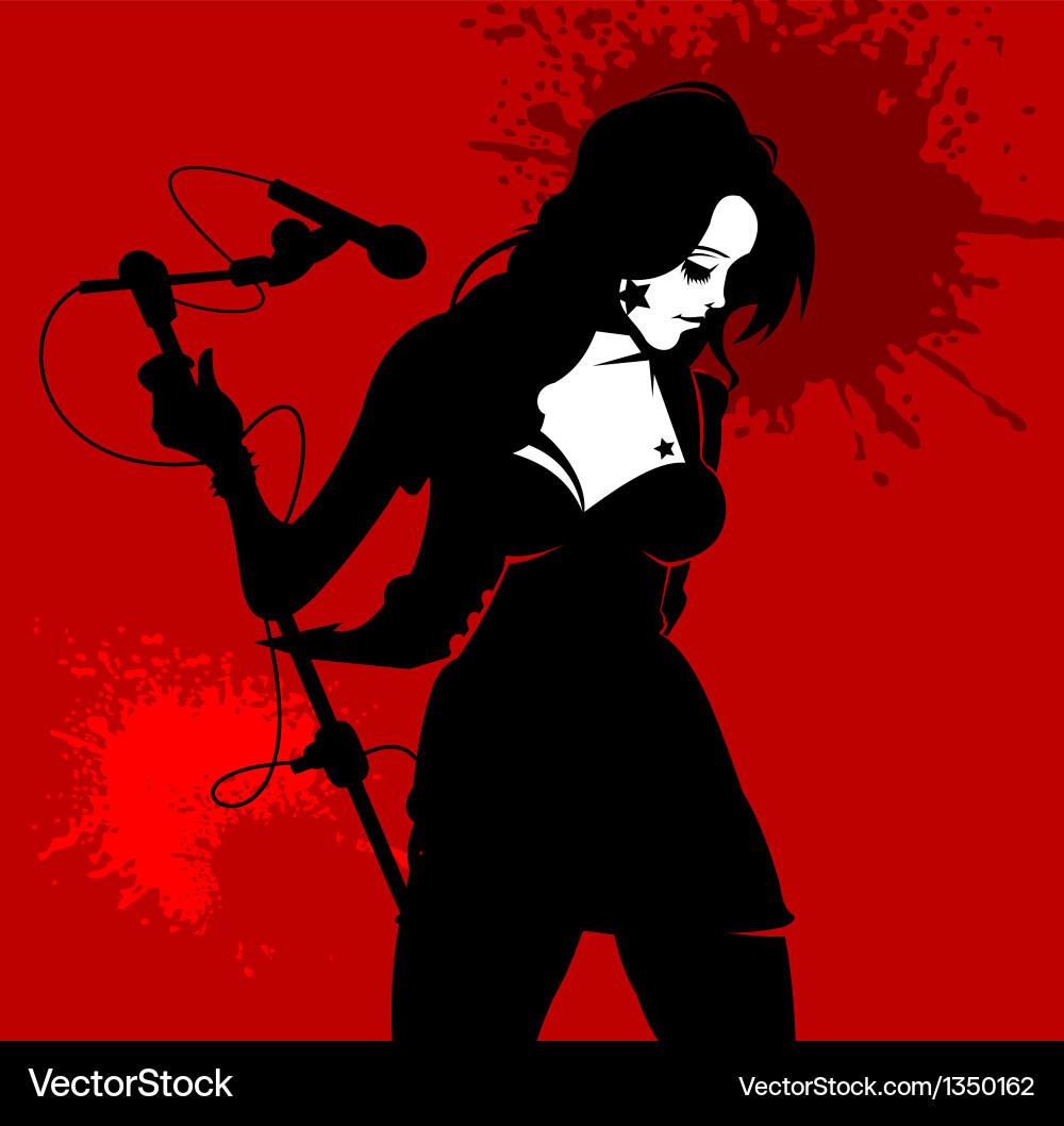 Woman singer in a band Royalty Free Vector Image