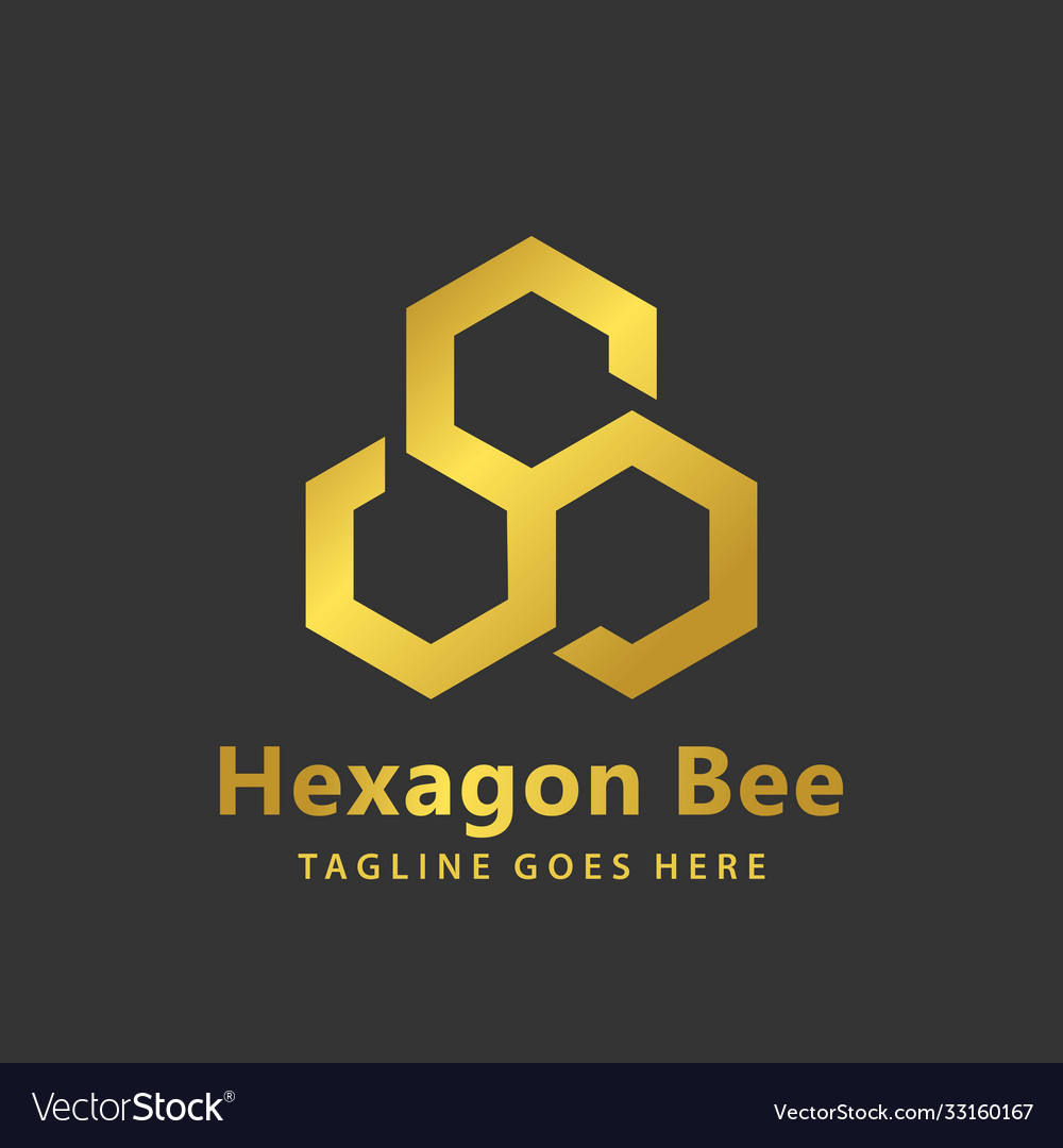 Abstract hexagonal bee logos design Royalty Free Vector