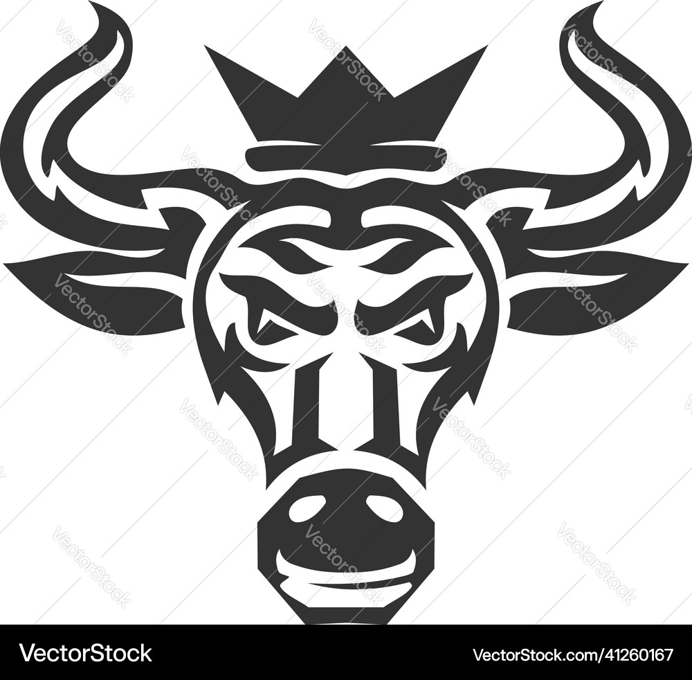 Bull head crown icon brand identity Royalty Free Vector