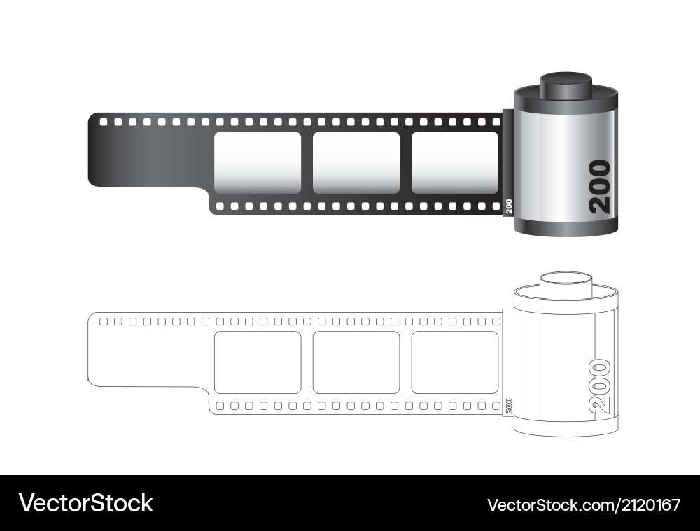 Camera film roll with lines isolated over white Vector Image