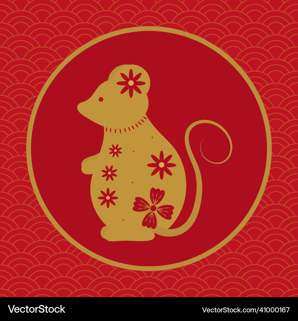 Chinese zodiac golden rat Royalty Free Vector Image