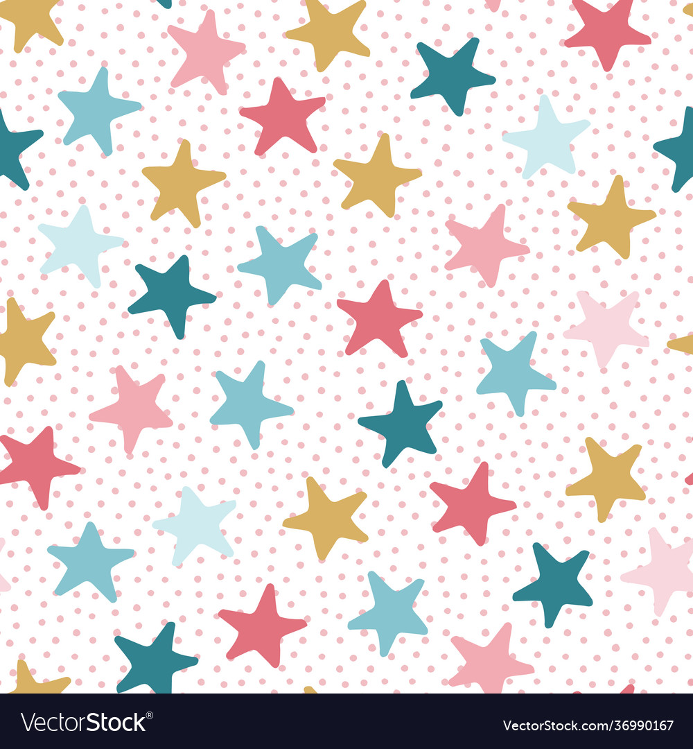 Colorful stars and polka dots Royalty Free Vector Image