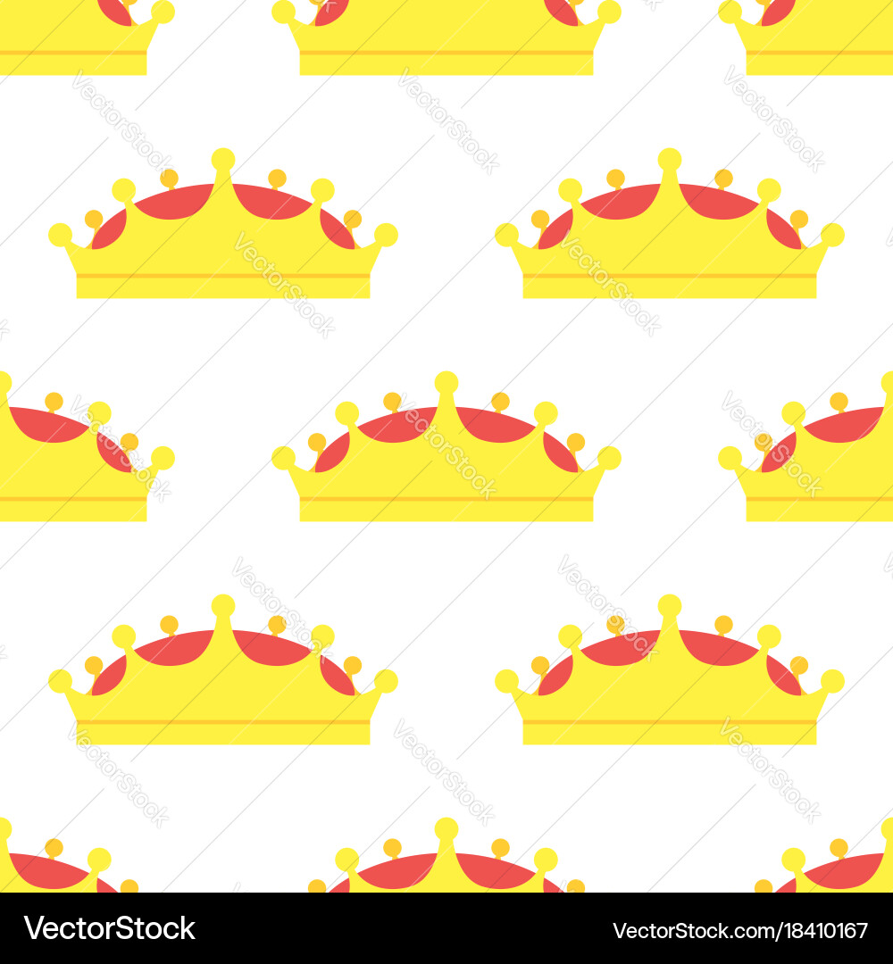 Diadem golden king crown seamless pattern Vector Image