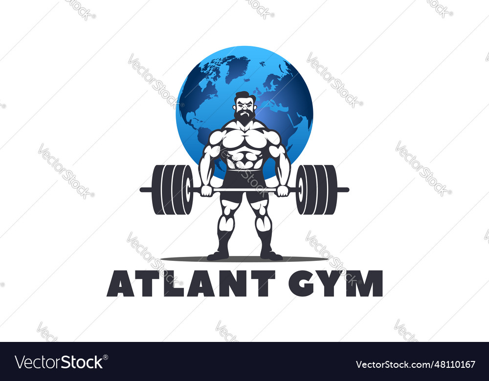 Graphic logo powerful strong bearded bodybuilder Vector Image