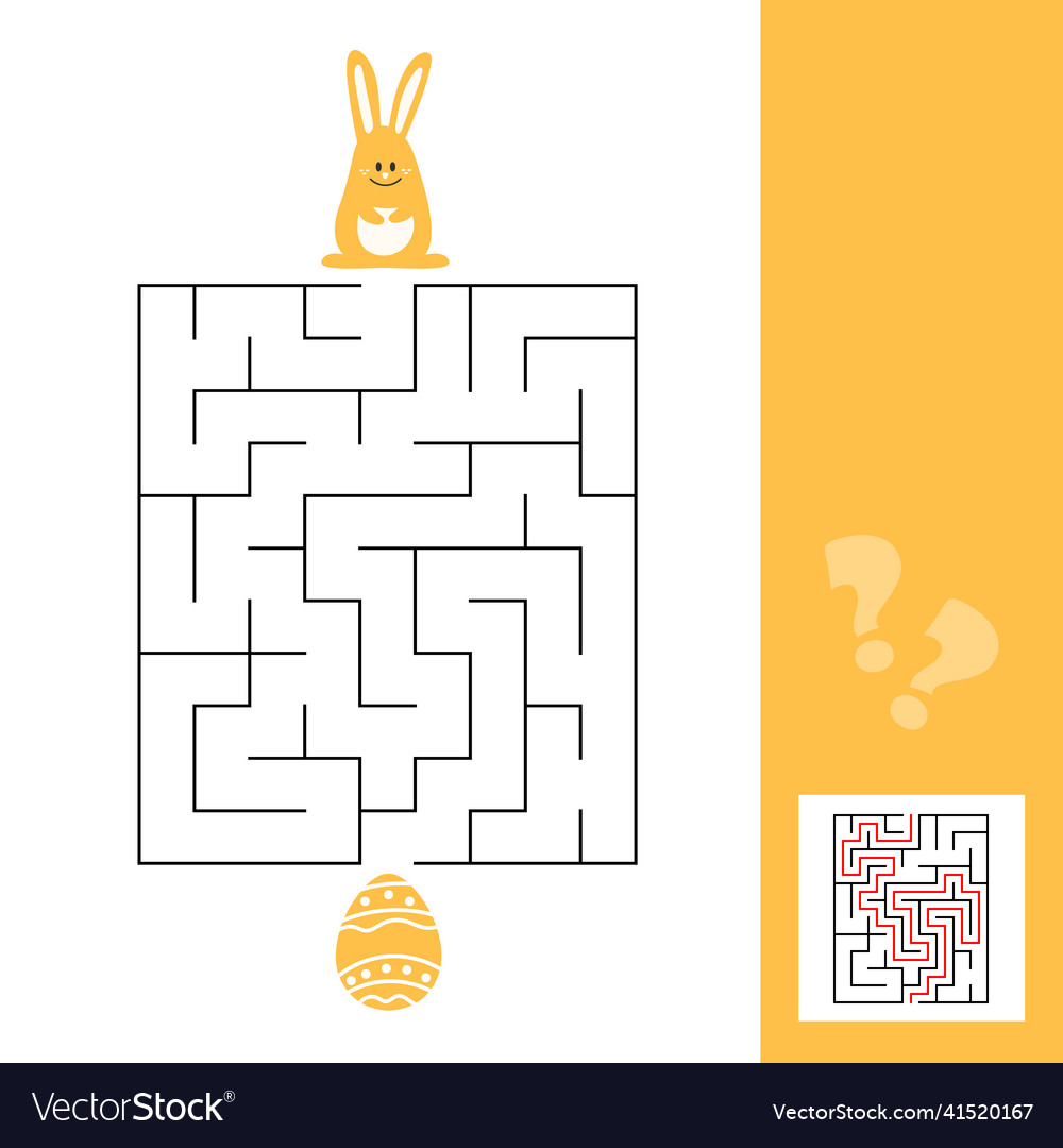 Help little bunny find path to easter egg Vector Image