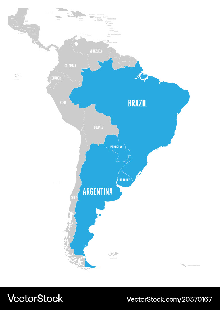 Map mercosur countries south american trade Vector Image