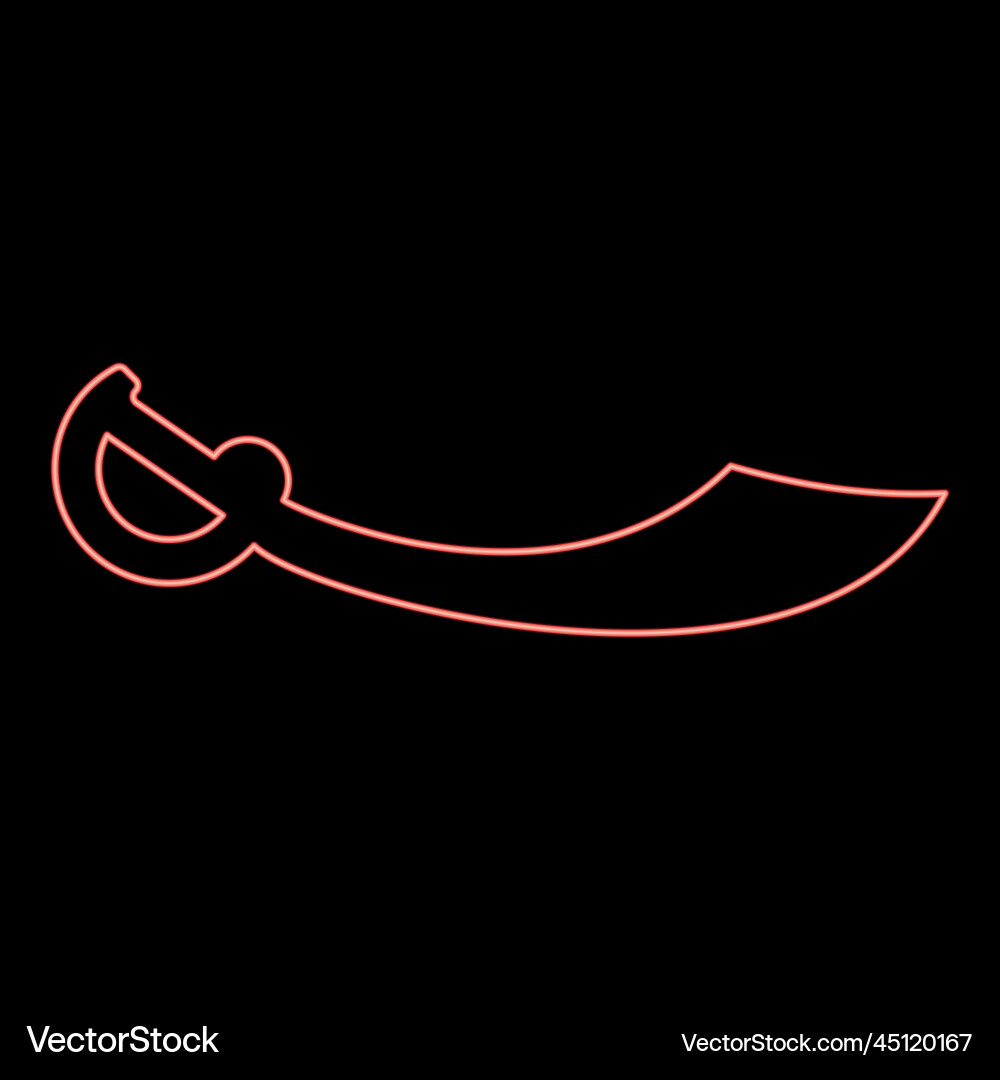 Neon pirate saber cutlass red color image flat Vector Image