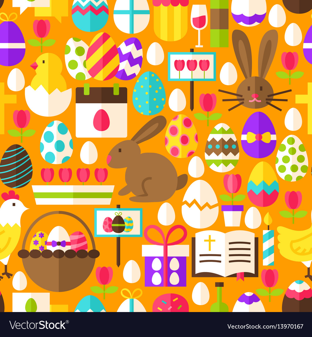 Orange easter seamless pattern Royalty Free Vector Image