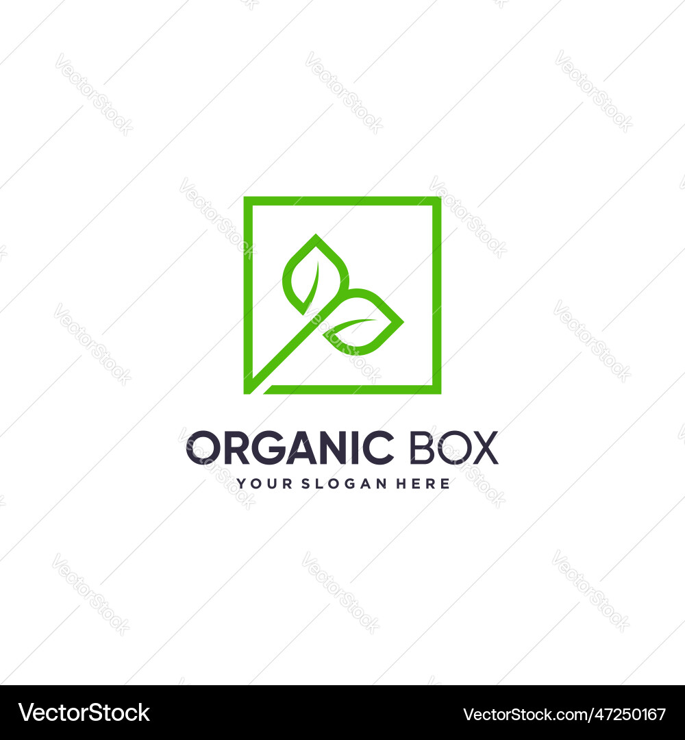 Organic box logo with modern line art concept Vector Image