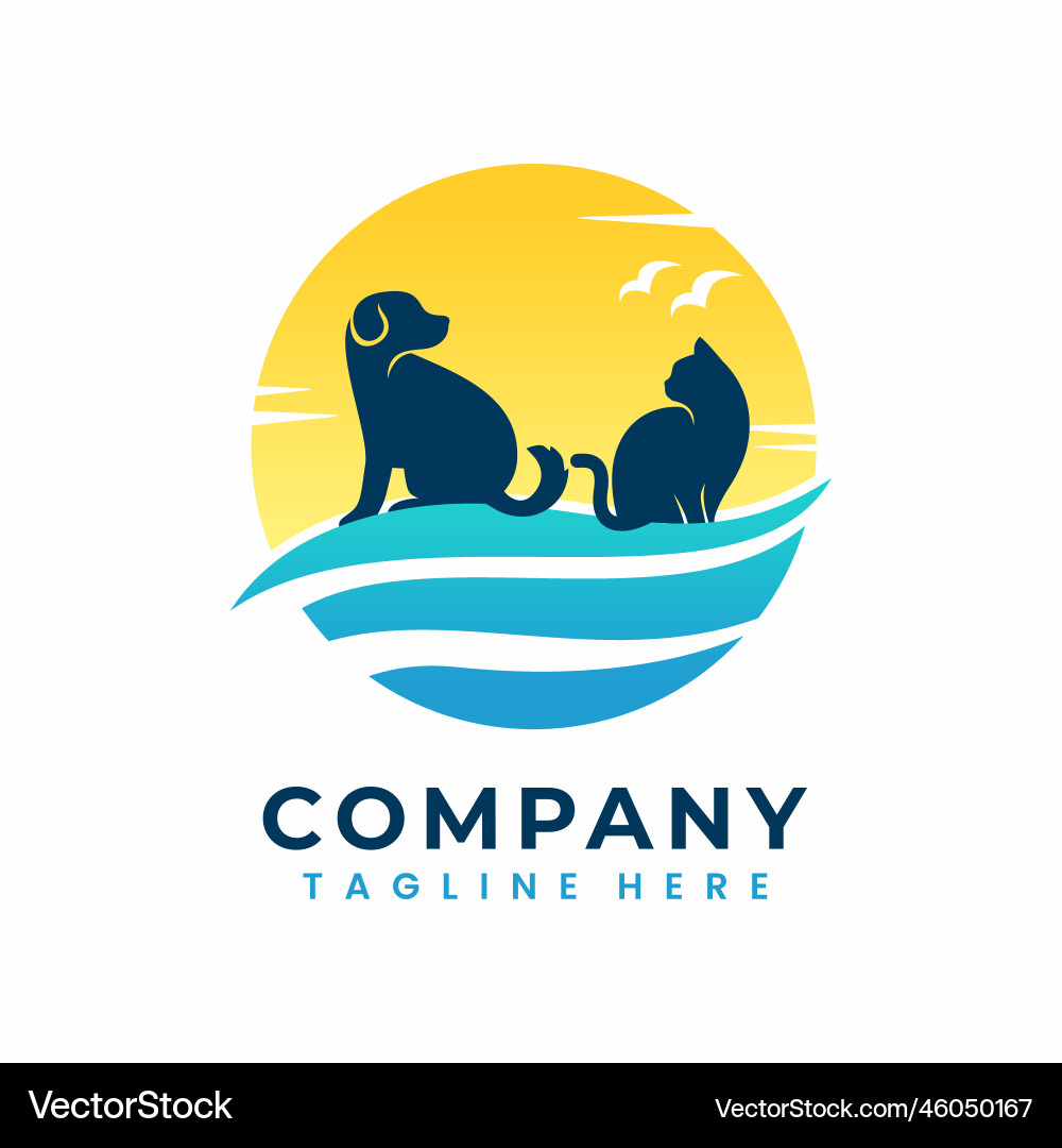 Pet care sea beach logo Royalty Free Vector Image