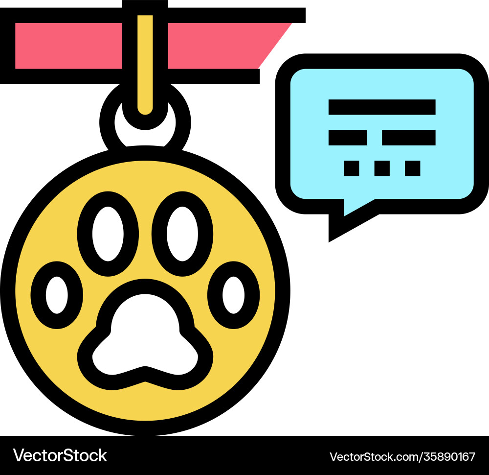 Pet nameplate with information color icon Vector Image