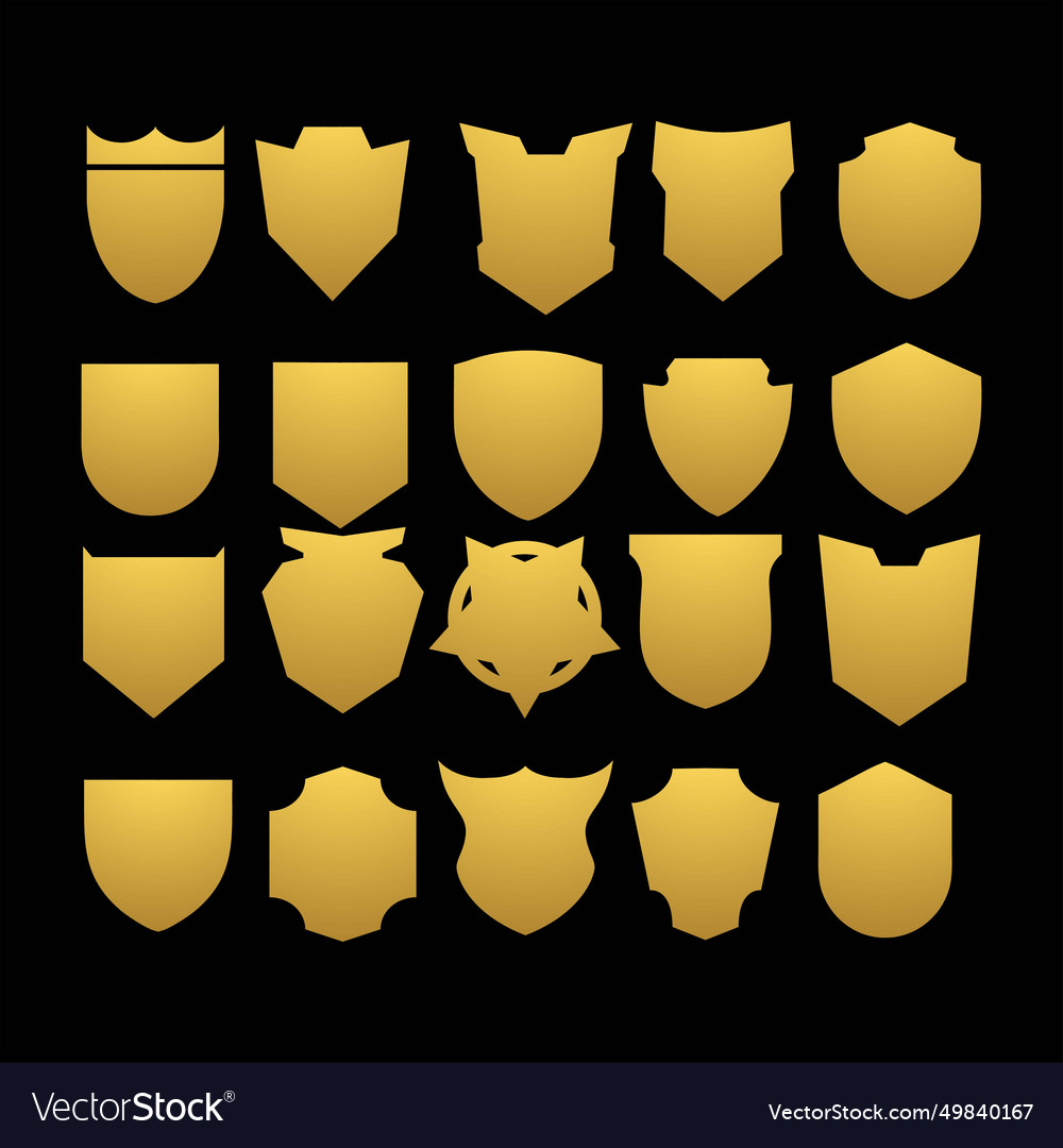 Silhouette Shield Icon Set In Vintage Style Vector Image