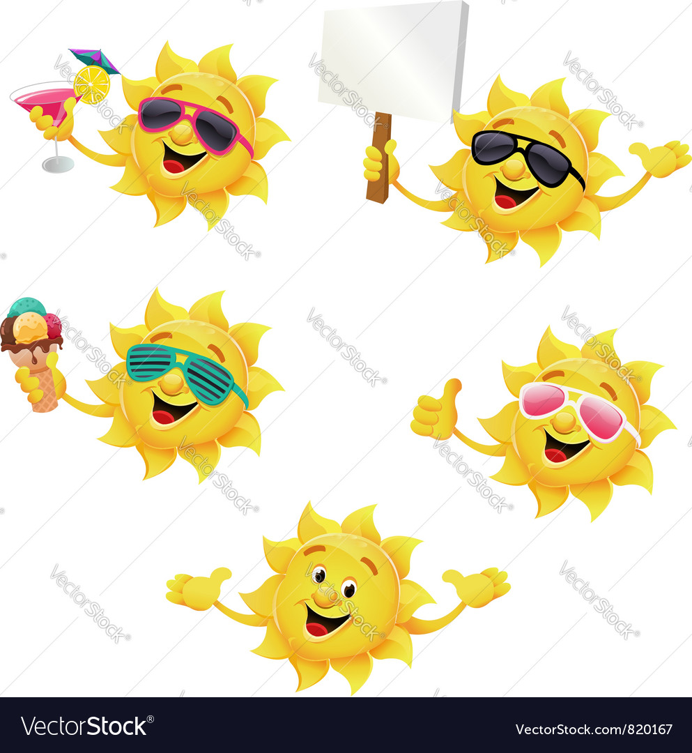 Sun character set Royalty Free Vector Image - VectorStock