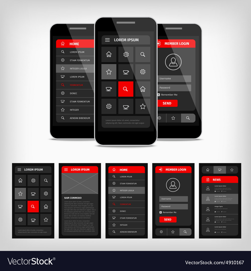 Template mobile user interface Royalty Free Vector Image