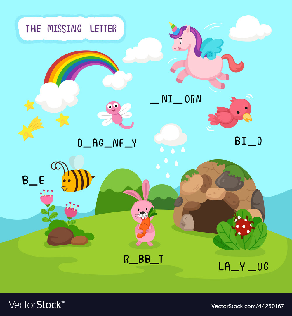 Write the missing letter Royalty Free Vector Image