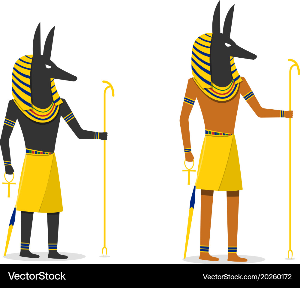 Anubis in flat design isolated on white Royalty Free Vector