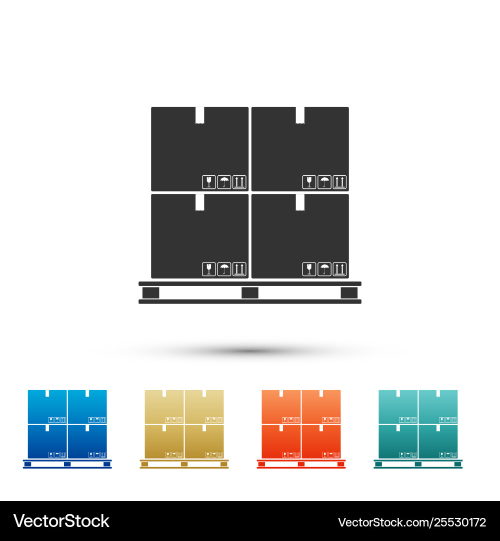 Cardboard boxes on pallet icon isolated white Vector Image