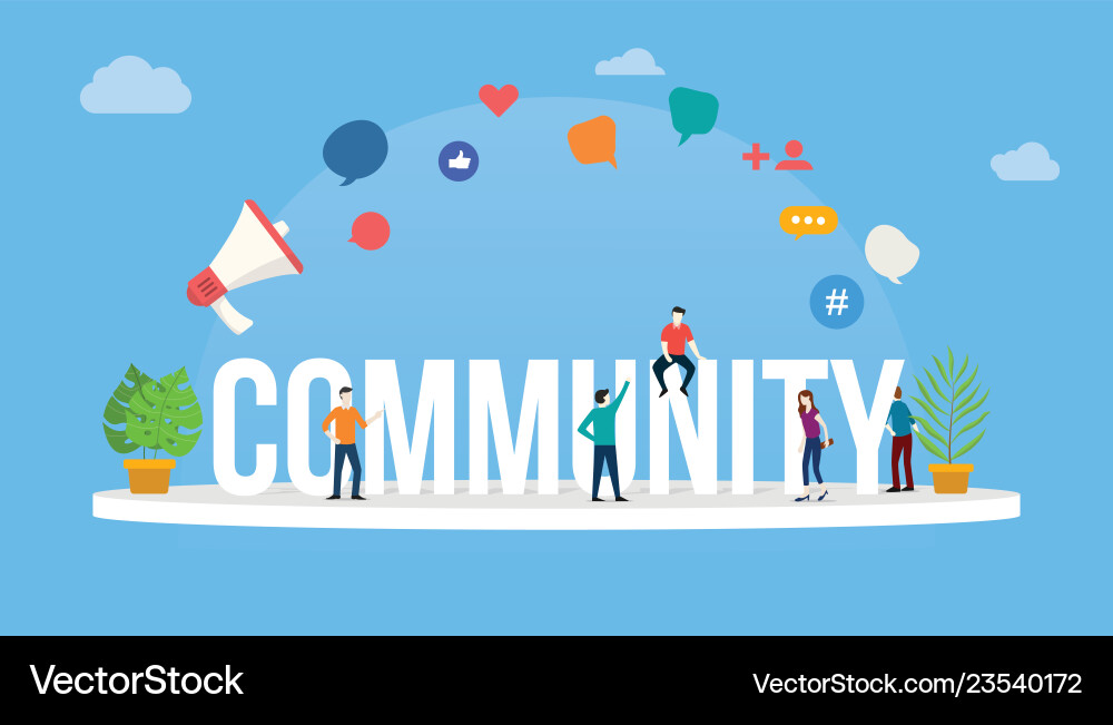Community people concept with big text Royalty Free Vector