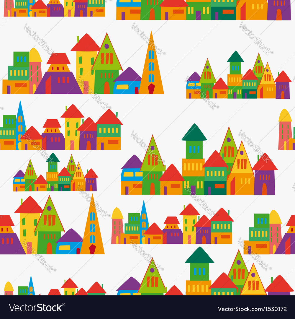 Cute town pattern Royalty Free Vector Image - VectorStock