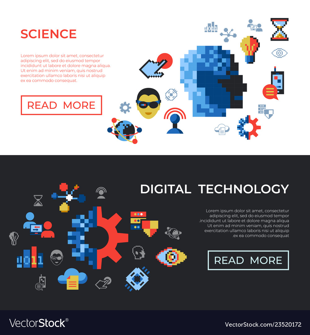 Digital pixel art technology Royalty Free Vector Image