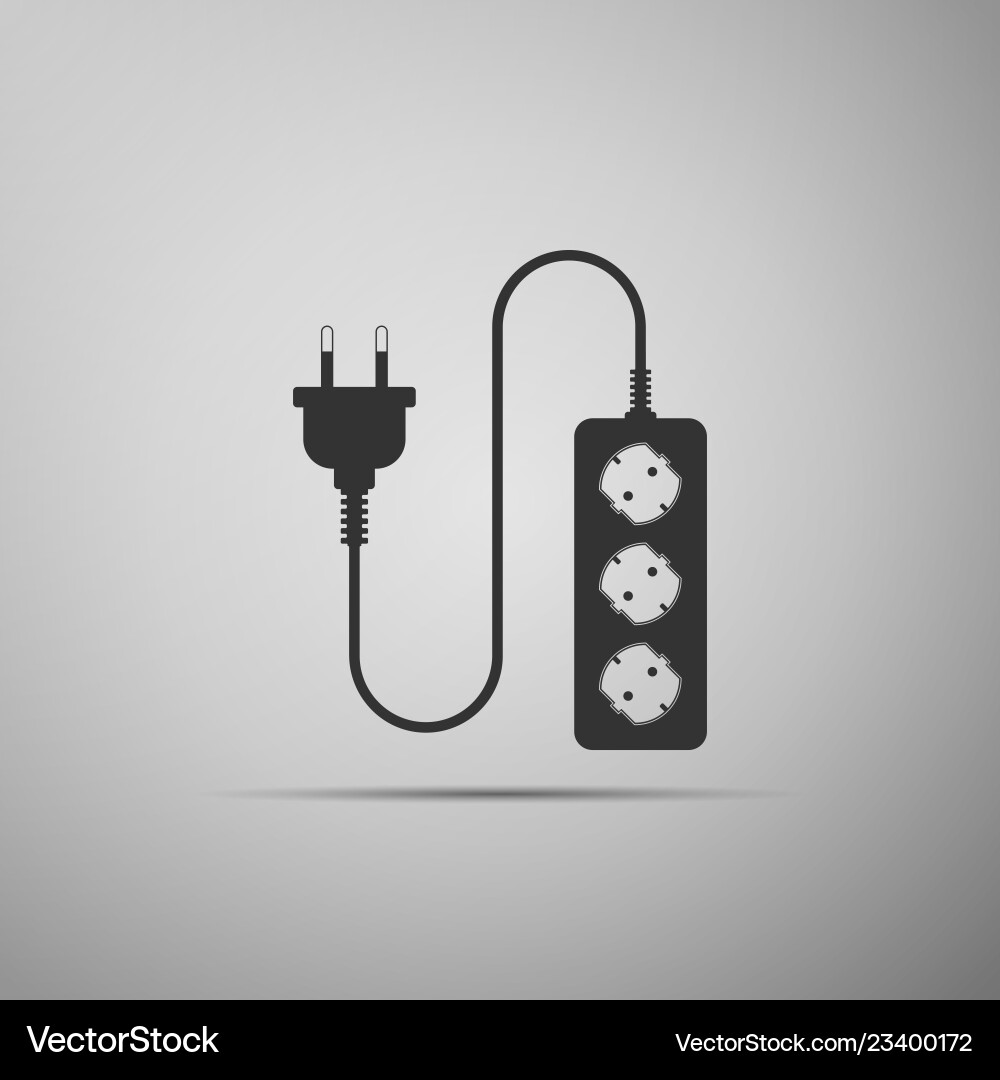Electric extension cord icon on grey background Vector Image