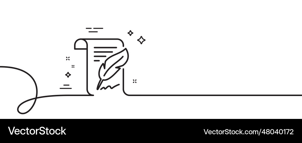 Feather signature line icon copywriting sign Vector Image