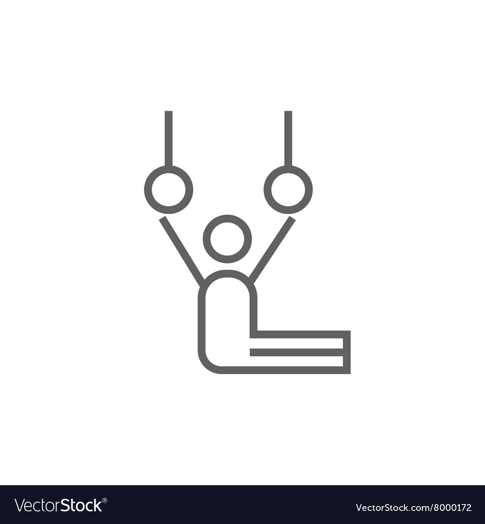 Gymnast performing on stationary rings line icon Vector Image