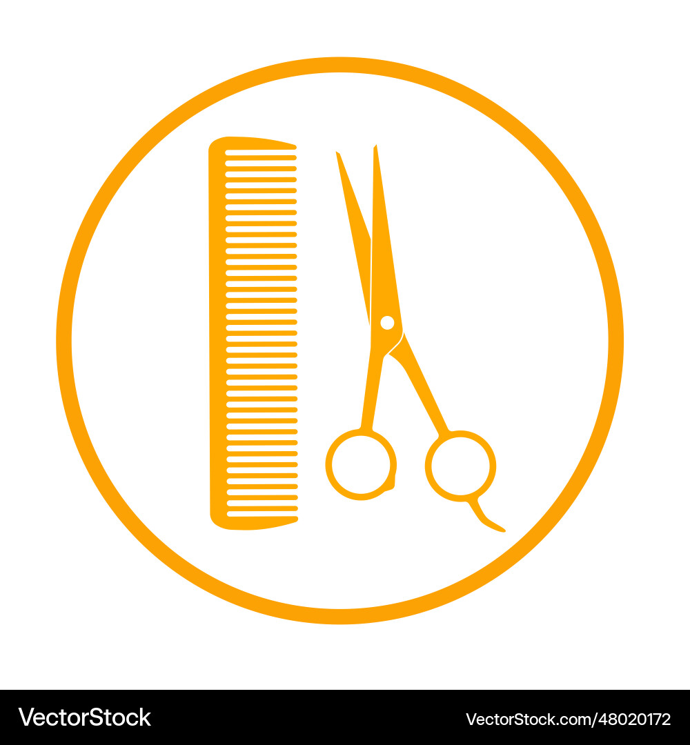 Hair salon with scissors and comb Royalty Free Vector Image