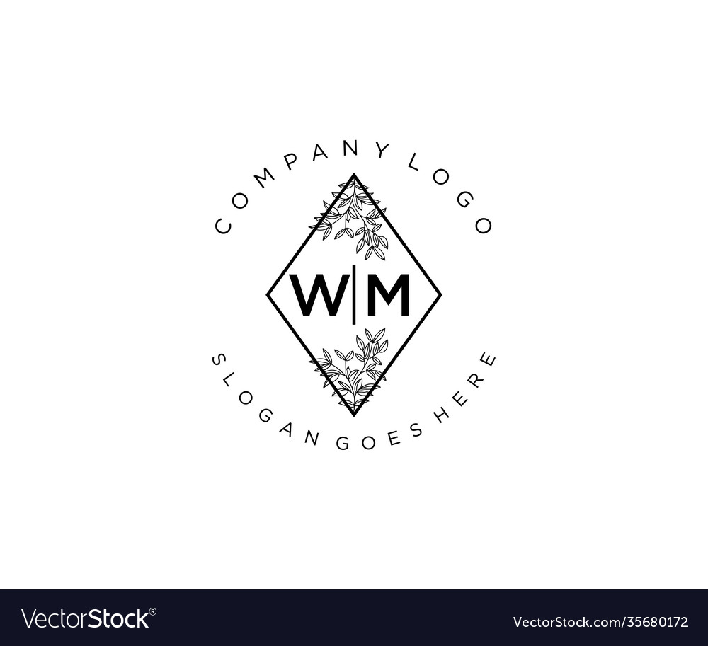 Initial wm letters beautiful floral feminine Vector Image Initial wm letters beautiful floral feminine Vector Image