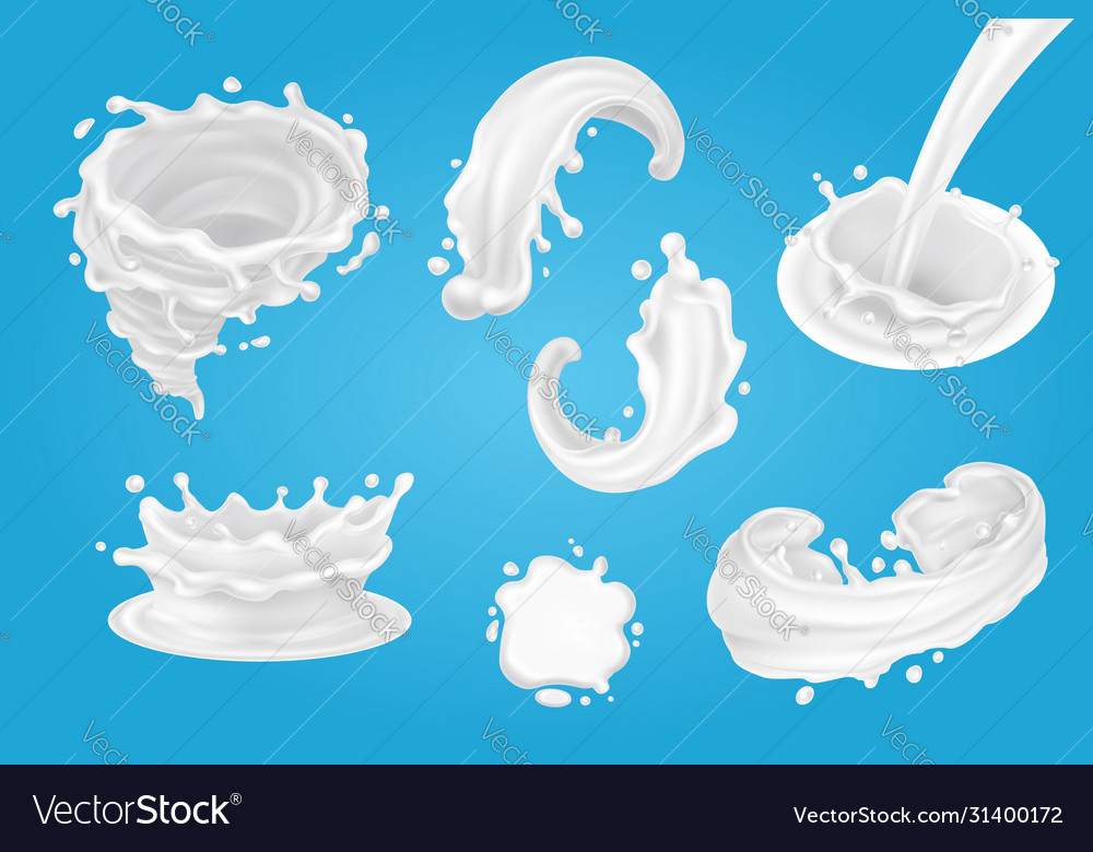 Milk splashes set Royalty Free Vector Image - VectorStock