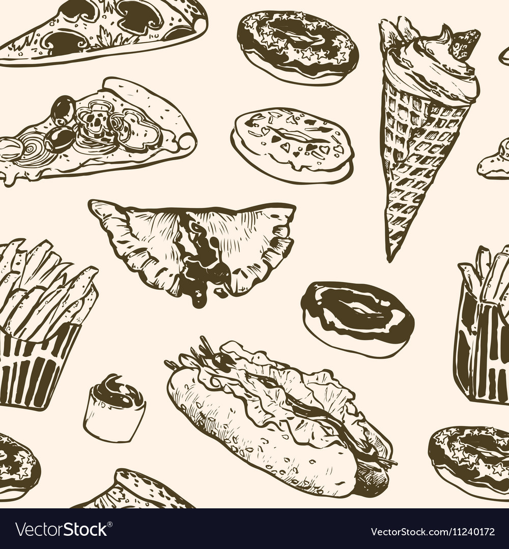 Seamless pattern fast food hamburger Royalty Free Vector