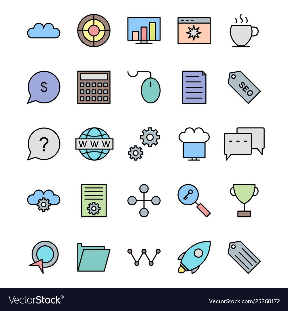 Seo optimization and marketing icons set Vector Image