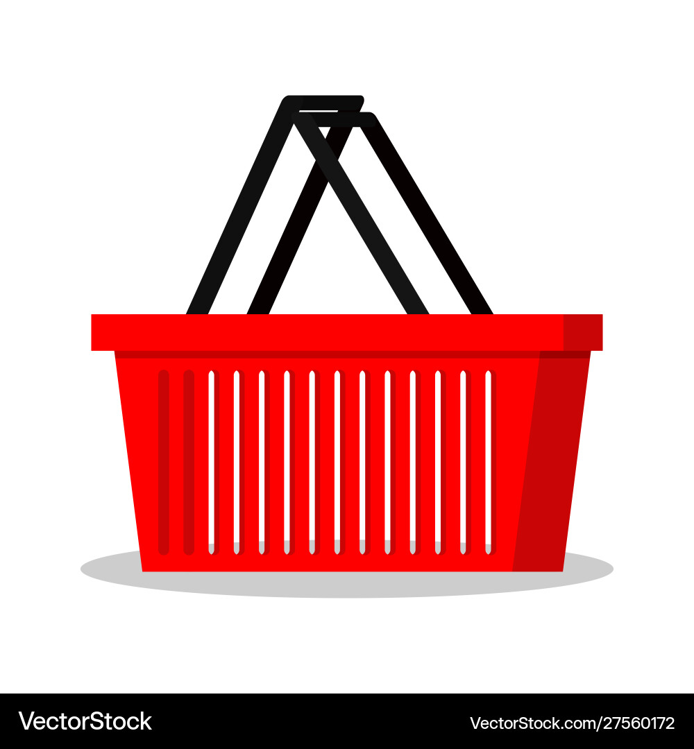 Simple template red shopping basket flat style Vector Image