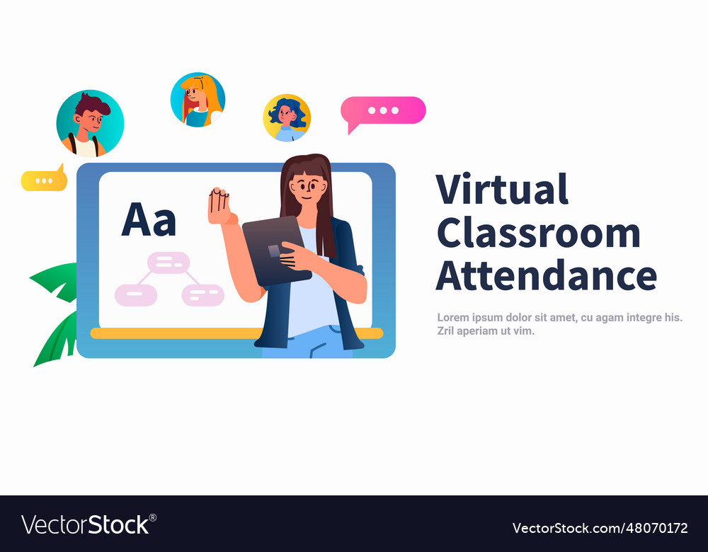 Student in virtual classroom using smart Vector Image
