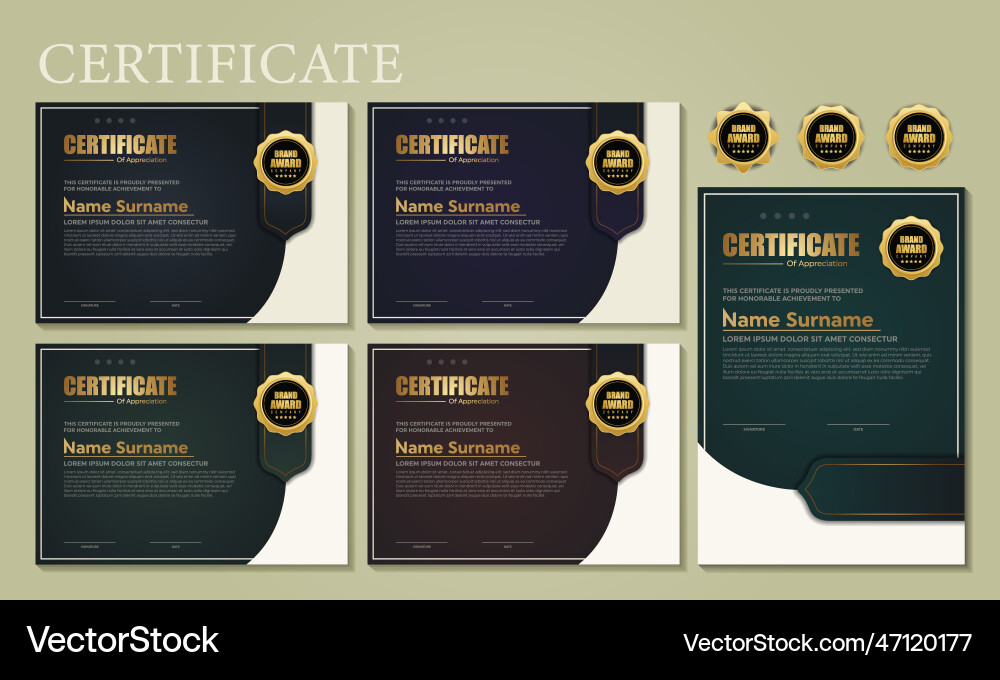 Award template certificate gold color and blue Vector Image